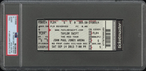 2013 Taylor Swift Red Tour FULL Ticket John Paul Jones Arena, VA PSA 10 ...