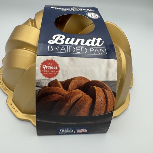 Nordic Ware 75th Anniversary Braided Bundt Heavy Cast Aluminum Gold Pan ...