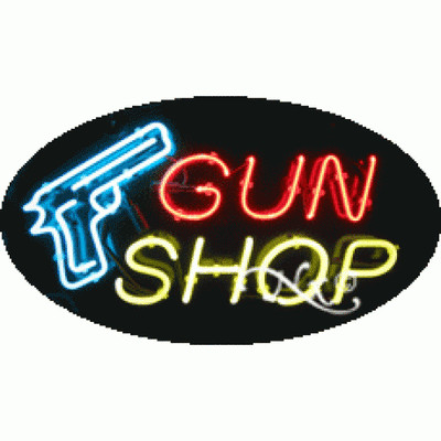 BRAND NEW “GUN SHOP" 30x17 OVAL LOGO REAL NEON SIGN w/CUSTOM OPTION ...