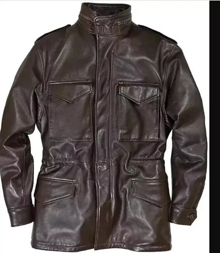 Men's Leather Jacket Biker Motorcycle leather Retro styled M1 jacket | eBay