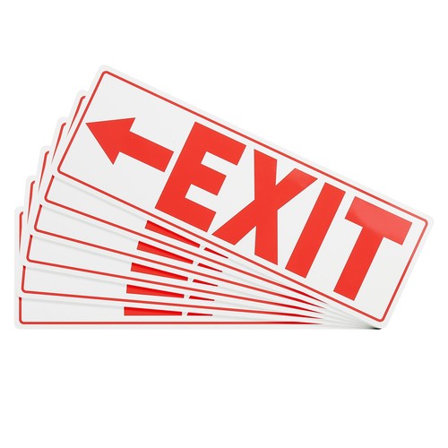 6Pcs Exit Signs with Left Arrow Signs Stickers Self-Adhesive Paper,Red ...