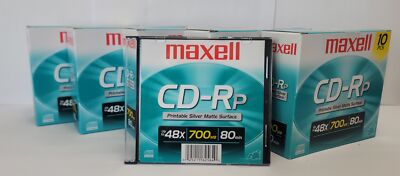 Lot of 50 Maxell CD-R w/ Printable Silver Matte Surface w/ Case 48x ...
