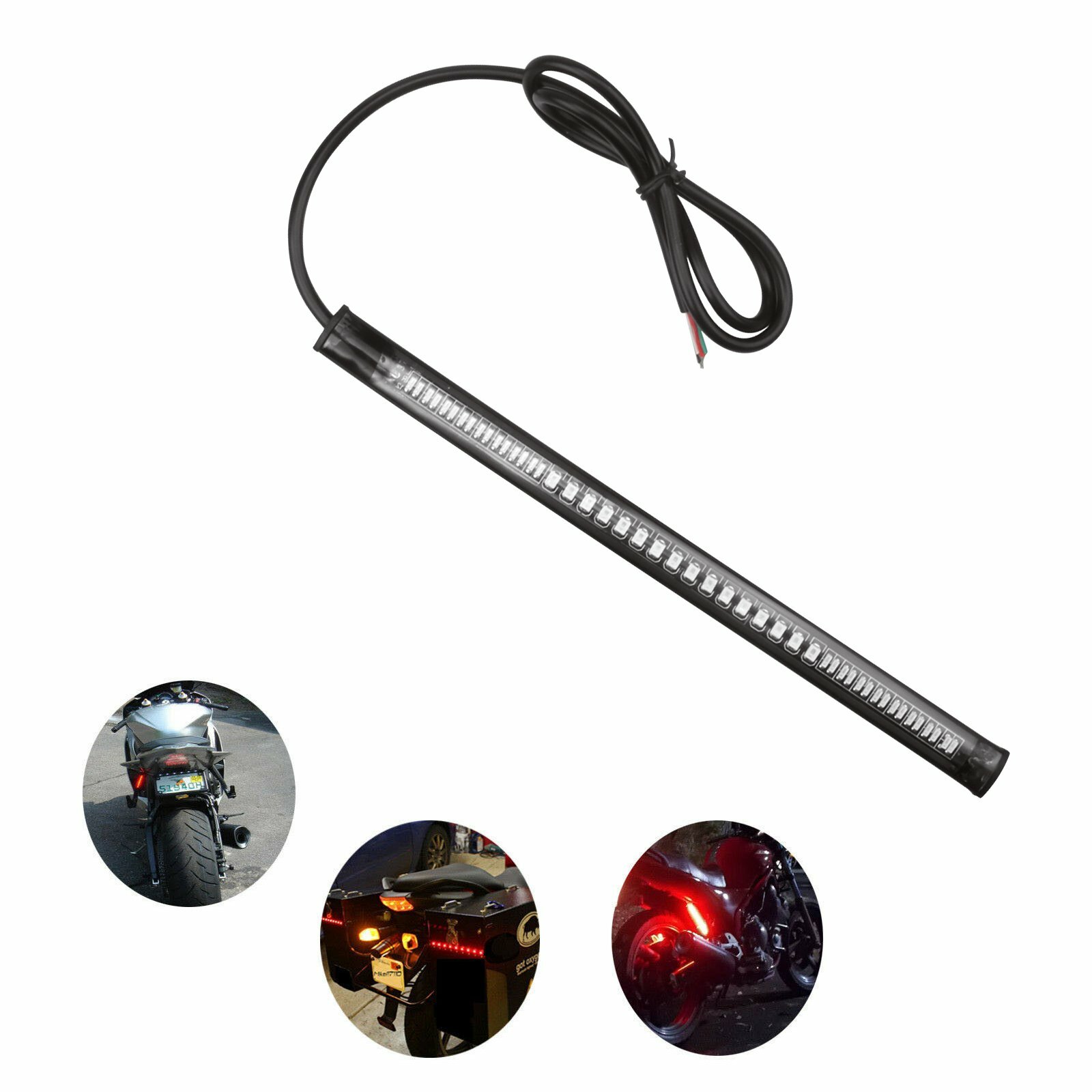 Flexible Motorcycle LED Strip 48LED Brake Stop Turn Signals Running ...