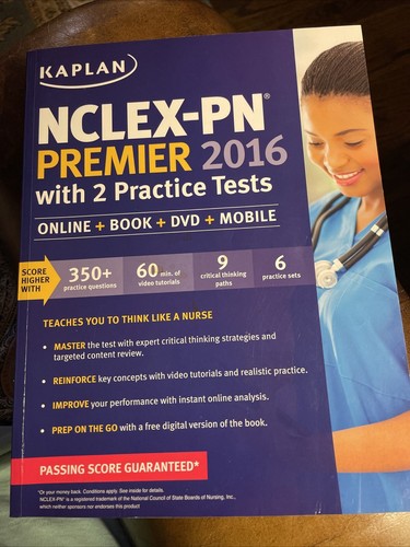 NCLEX-PN PREMIER 2016 WITH 2 PRACTICE TESTS: ONLINE + BOOK By Kaplan ...