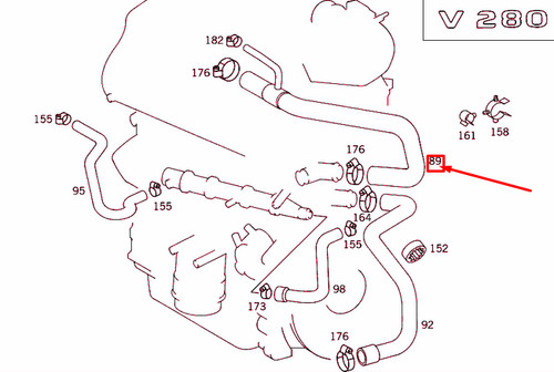 MERCEDES-BENZ VITO W638 COOLING WATER FEED LINE HOSE A6385011482 NO ...