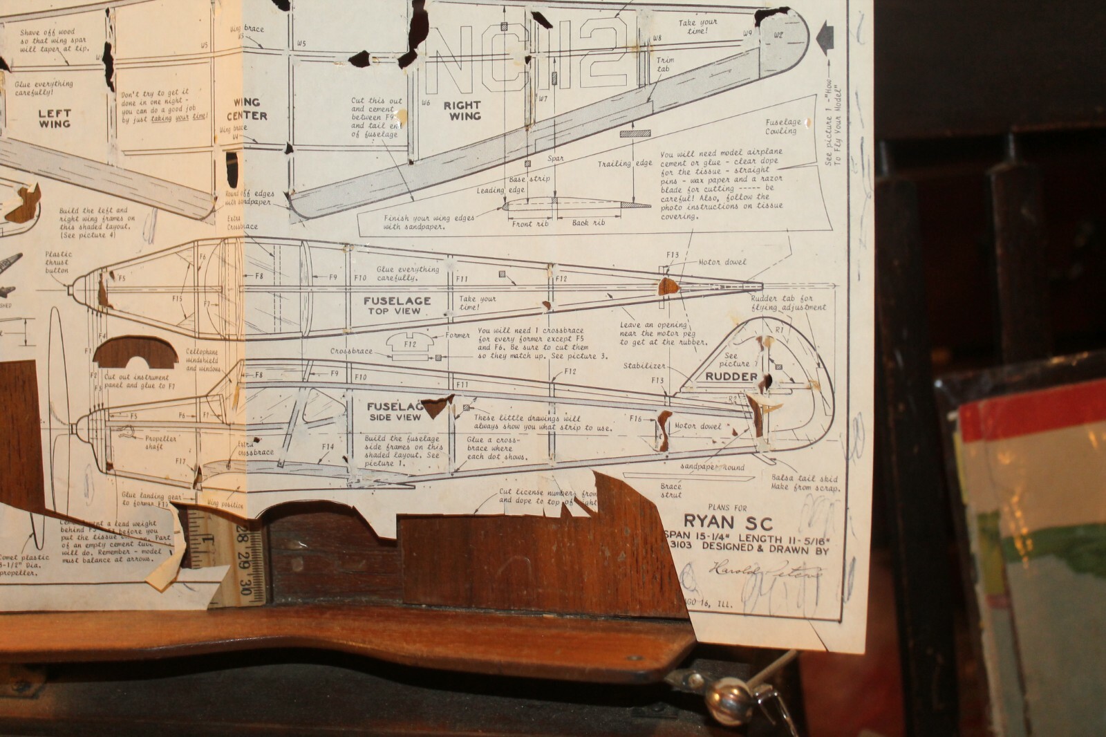 Vintage Paper Plans for Model Airplane Ryan SC | eBay