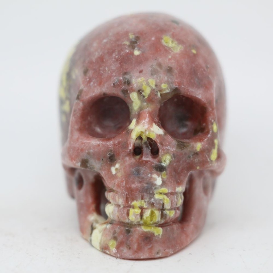 2.4" PEACH BLOSSOM STONE Hand Carved Crystal Skull Crystal Healing ...
