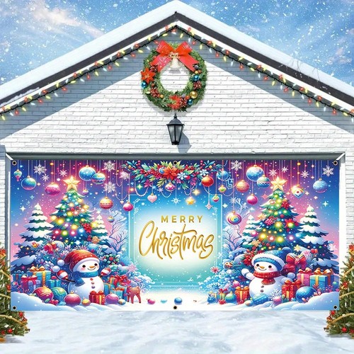 2D Door Banner, Large Winter Wonderland Garage Door Banner - Colorful ...