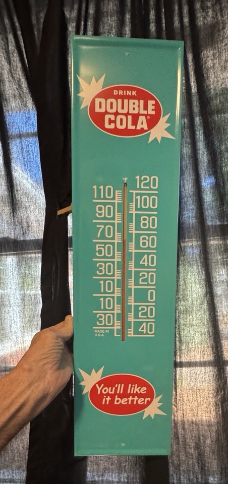 Vtg Double Cola Metal Thermometer - You'll like it better - measures 7 ...