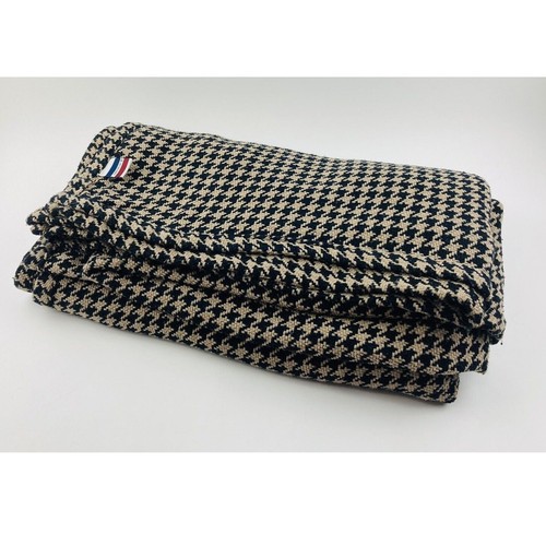 Rare Cremieux Daniel Houndstooth Cotton Queen Blanket Brown Black Large ...