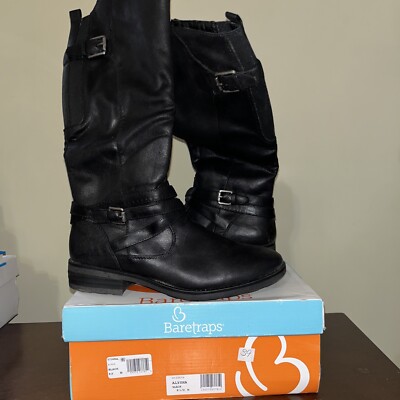 Bare Traps Women's Shoes Alysha Faux Leather Knee High Black Boots 8.5 ...