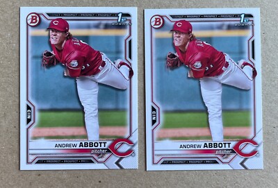 x2 ANDREW ABBOTT 2021 Bowman Draft 1st Paper Lot Rookie Card RC #BD-8 ...