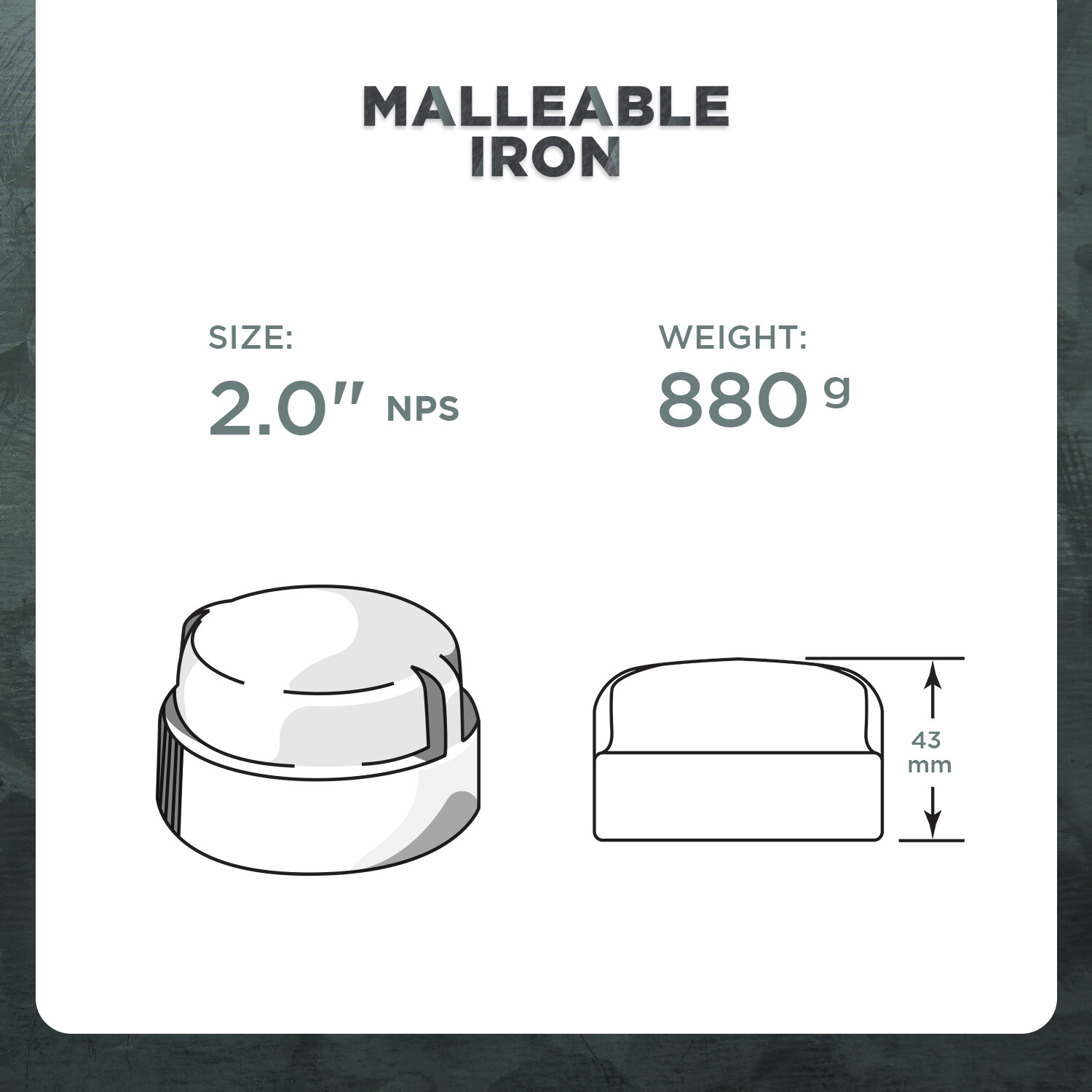 2" FIP Galvanized Malleable Iron Pipe Cap for 300 lb Applications ...