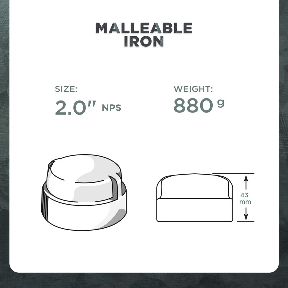2" FIP Galvanized Malleable Iron Pipe Cap for 300 lb Applications ...
