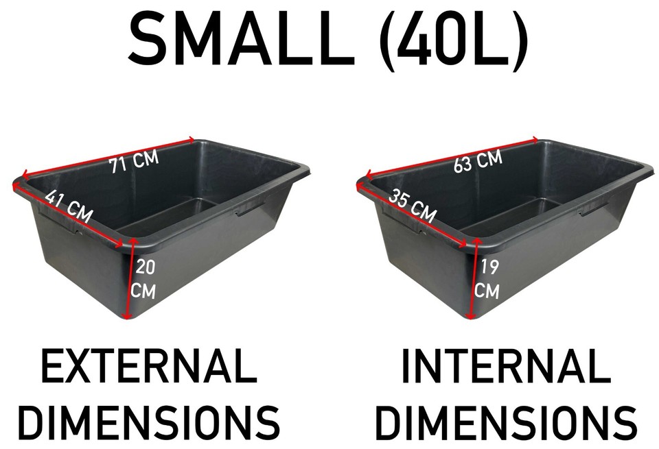 40-90L Heavy Duty Mortar Mixing Tub–Black Plastic Tray for Plasterers ...
