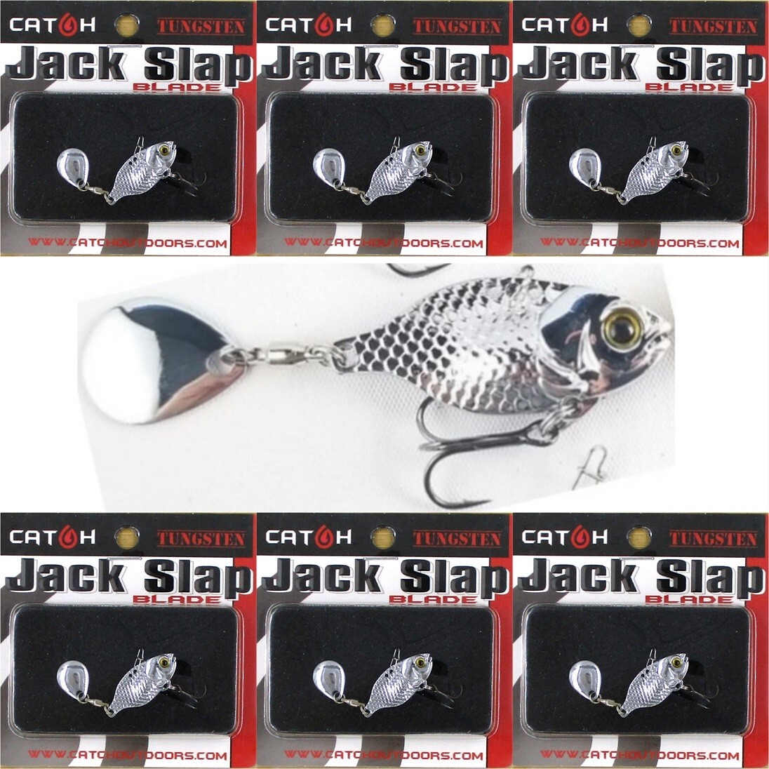 (6) Catch Outdoors 1 1/4" Jack Slap 1/4 Oz Tail Spinner Blade Bait ...