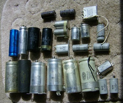 lot of 24 vintage RADIAL & CAN CAPACITORS, Mallory, Sprague, Sangamo ...