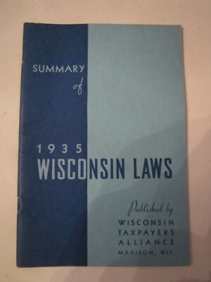 1935 SUMMARY OF WISCONSIN LAWS BOOKLET - TUB QQ | eBay