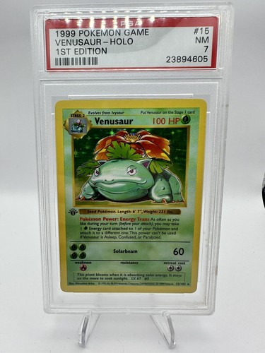 1999 1st Edition Base Set Shadowless Venusaur PSA 7 Holo Rare Pokemon ...