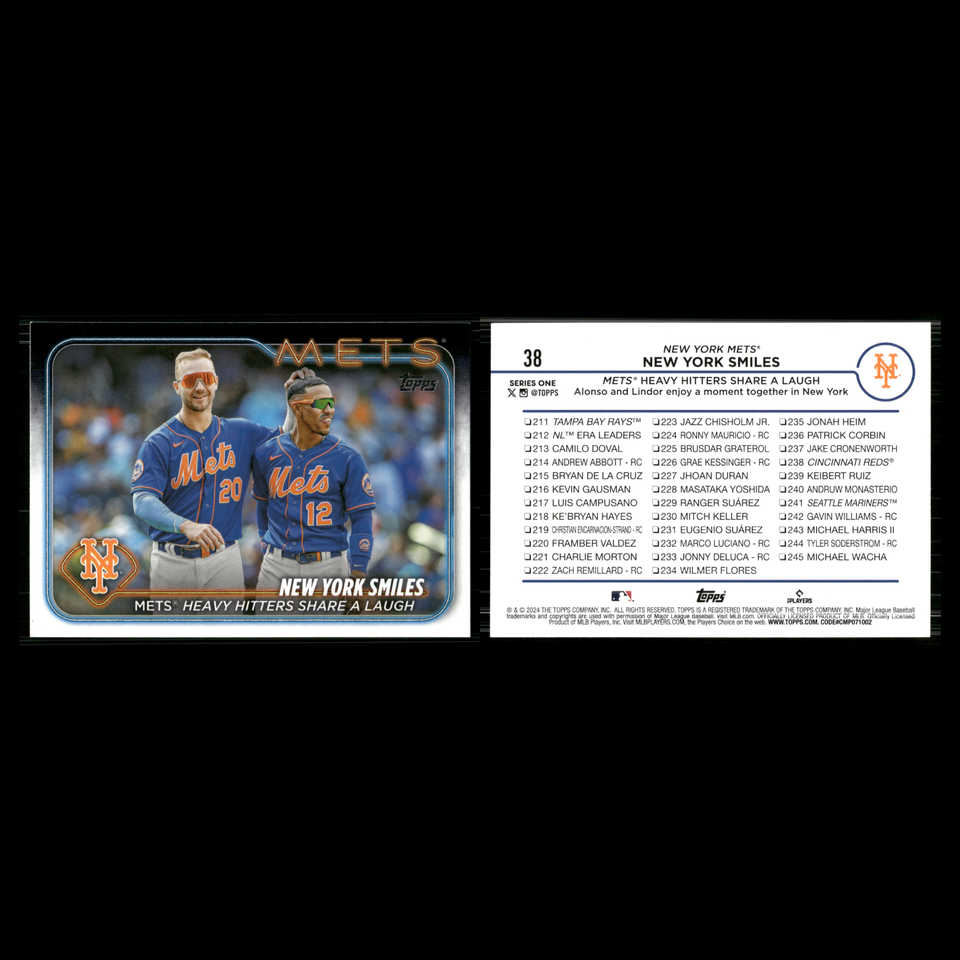 New York Smiles: Mets Heavy Hitters Share a Laugh #38 2024 Topps New ...