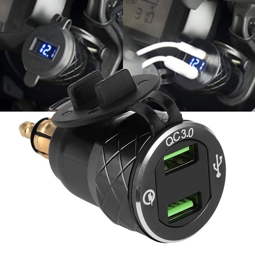 Black 12V-24V Motorcycle USB Port Power Charger Socket with LED Display ...