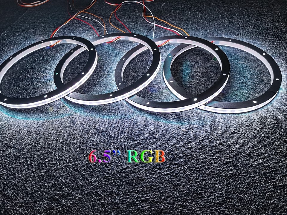4PCS 6.5in RGB w/ White LED Speaker Rings Universal for Car Truck Boat ...