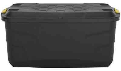 Strata 145L Storage Trunk on Wheels Black w/Lid Heavy Duty Large Home ...