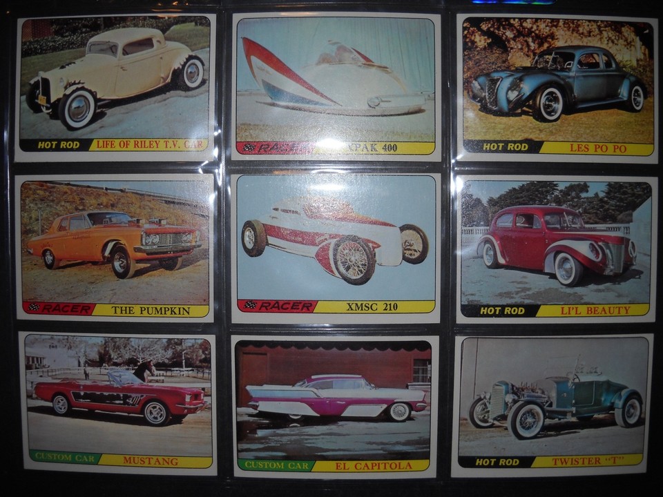 1964 HOT RODS COMPLETE(66) CARD SET + WRAPPER TOPPS *RARE PINK/GRAY ...