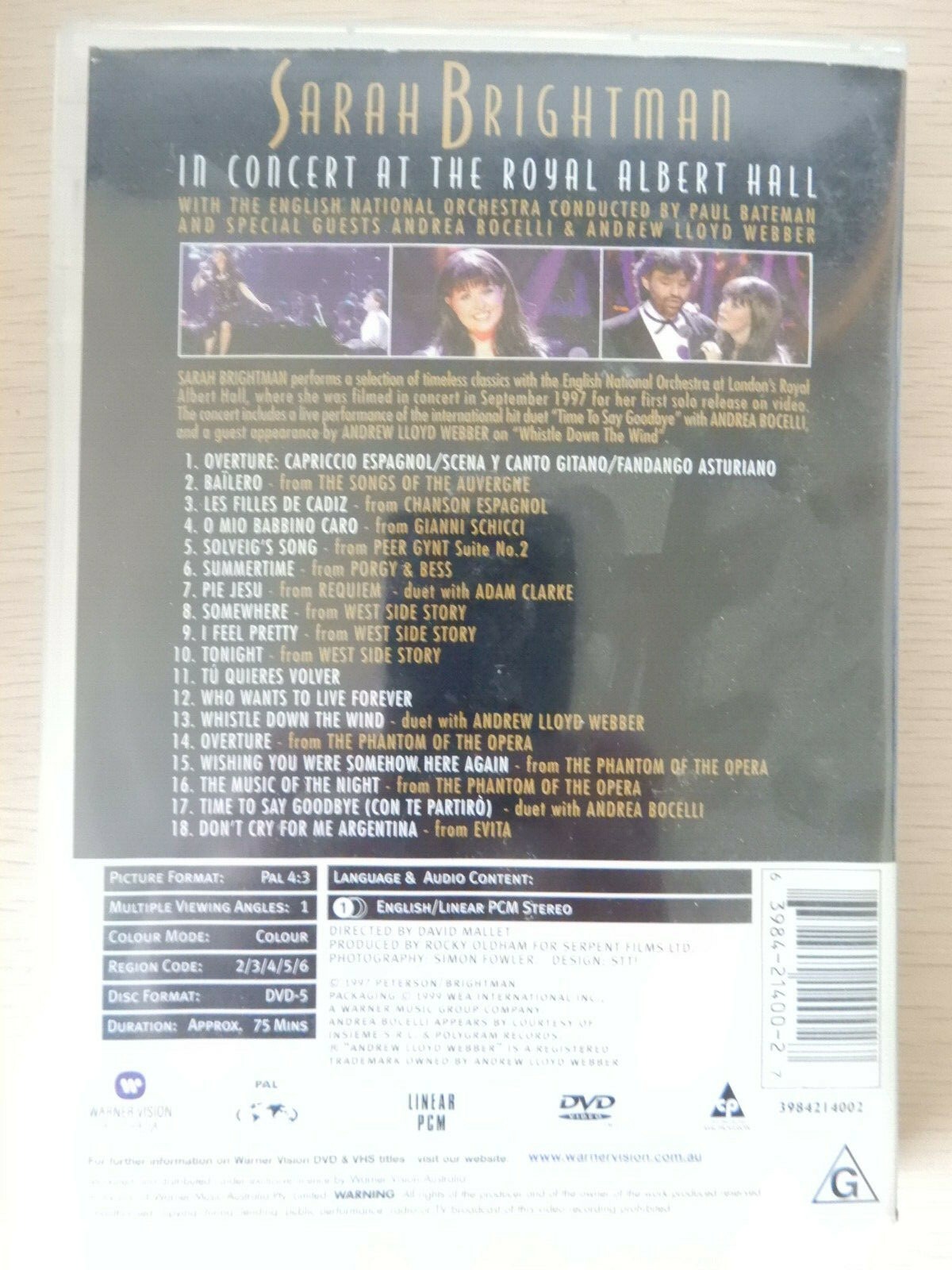 Sarah Brightman In Concert DVD 1999 639842140027 | eBay