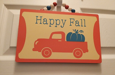 Happy Fall Vintage Style Pickup Truck Fall Pumpkin Door Sign Wall ...