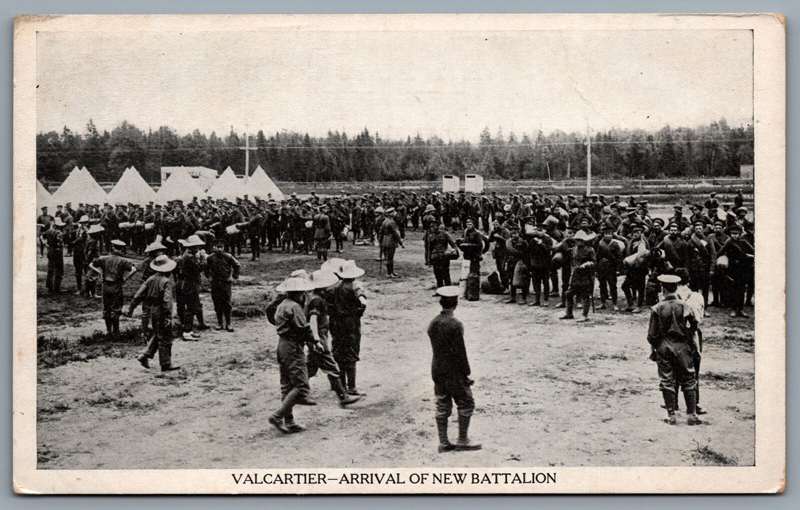 Postcard Valcartier Camp Quebec c1915 WW1 Arrival Of New Battalion | eBay
