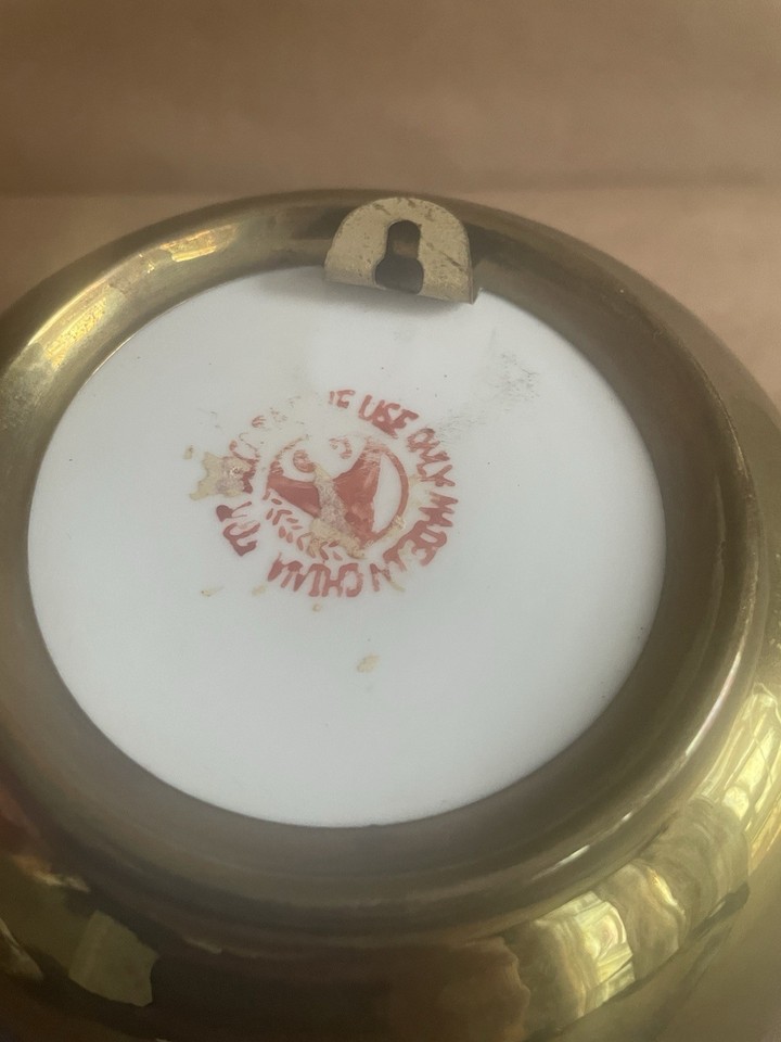 Vintage Brass and Porcelain Bowl Made In China Painted Floral Design ...