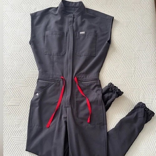 Figs Charcoal grey Rafaela cargo scrub jumpsuit size large | eBay