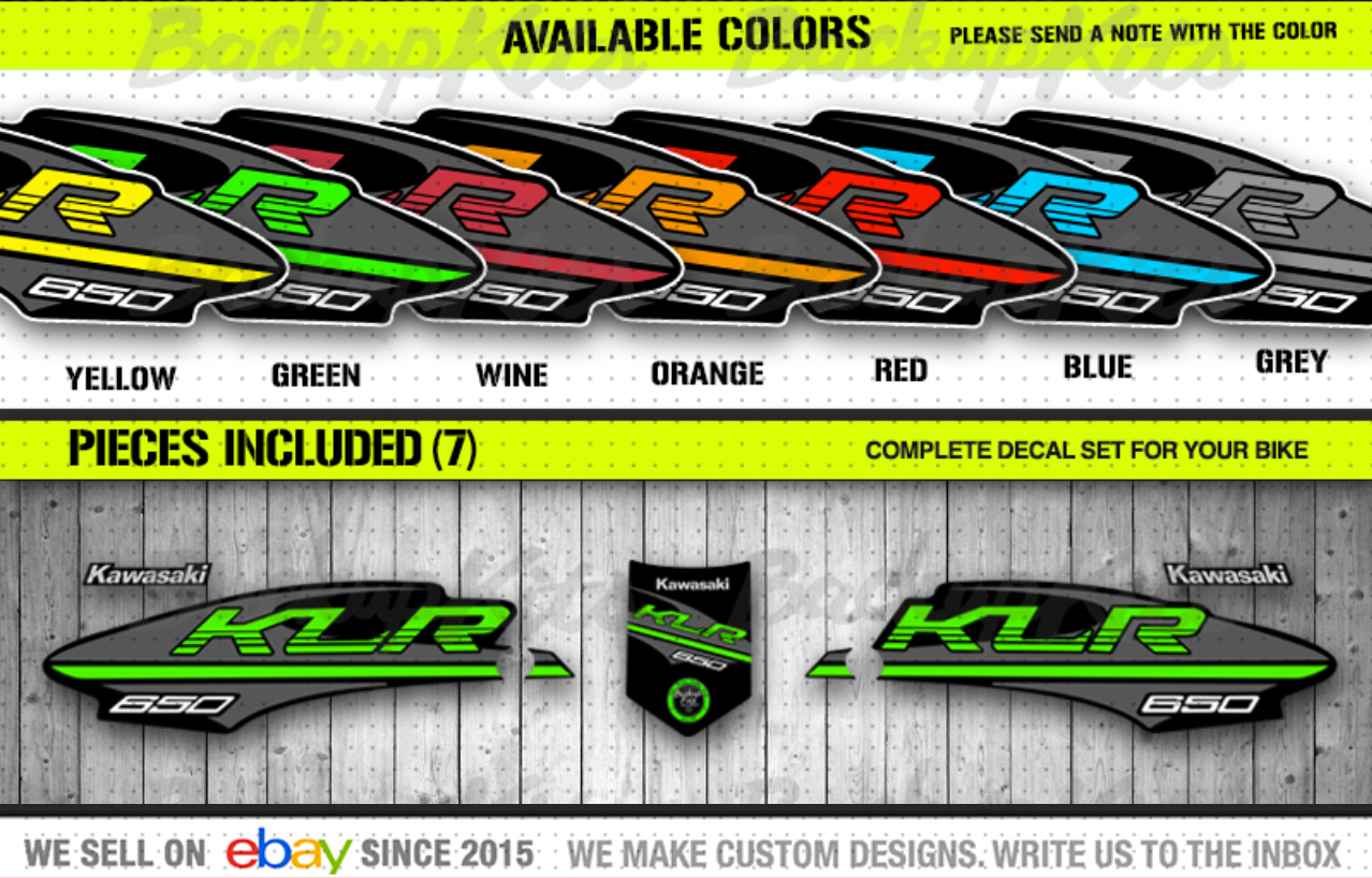 KAWASAKI KLR650 GRAPHIC KIT DECALS STICKER CALCOMANIAS 2017 GREEN ...