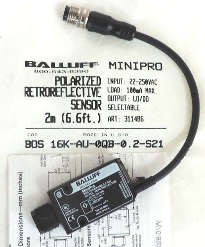 BALLUFF BOS 16K-AU-0QB-0.2-S21 PHOTOELECTRIC SENSOR POLARIZED ...