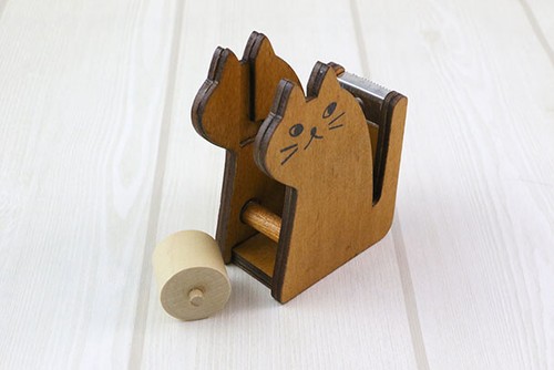 Set of 2 Brown Color Cute Kitty Cat Shape Scotch Tape Dispensers Stand ...