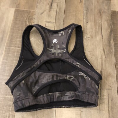 Athleta Double Dare Bra Sportsbra XS Sports Bra Racerback Gray Black ...