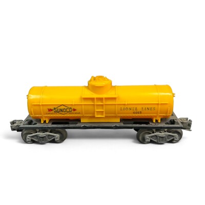 Lionel Post War Sunoco 6015 Single Dome Yellow Tank Car Plastic O Gauge ...