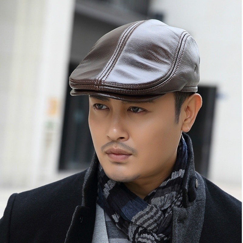Men Leather Newsboy Hat Cap Beret Gatsby Flat Golf Cabbie Baker Vintage ...