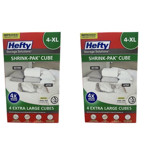(2) Packs Hefty SHRINK-PAK Extra Large Vacuum Storage Cubes, 4 CT (8 ...