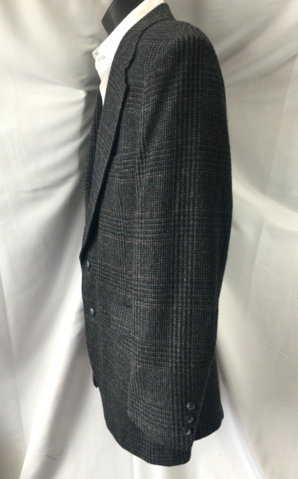 ADAMS ROW Men's Medium 40 R Wool Gray & Black Glen Plaid Sport Coat ...