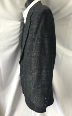 ADAMS ROW Men's Medium 40 R Wool Gray & Black Glen Plaid Sport Coat ...