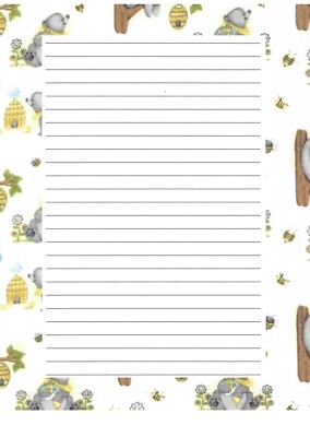 20 Sheets 5 Envelopes A5 Letter Writing Set: Animals bears honey bees ...