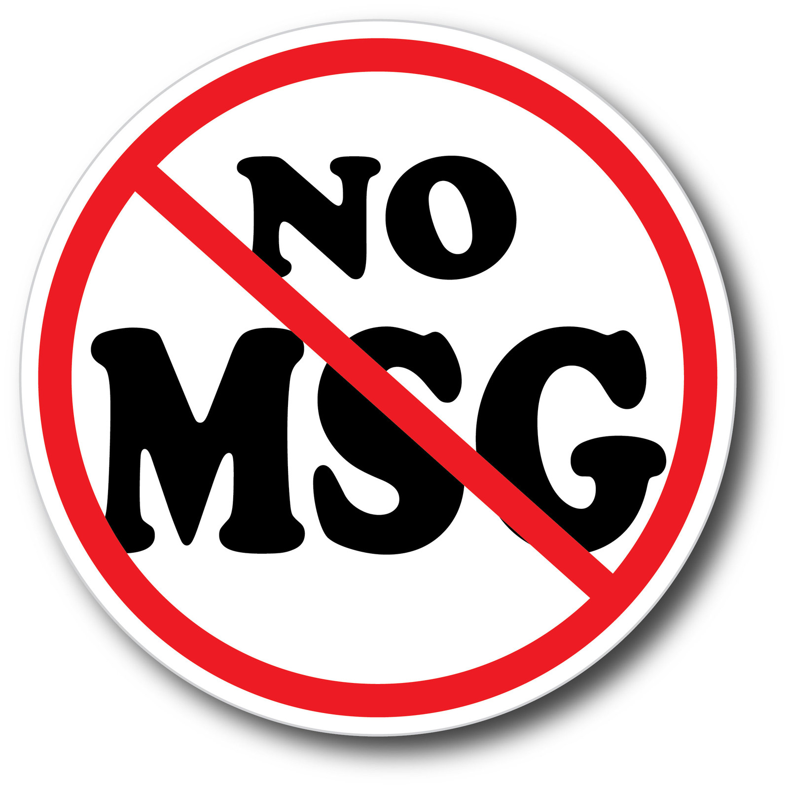 No MSG High Quality Decal Sticker Sign Store Food Court 4" High Gloss ...