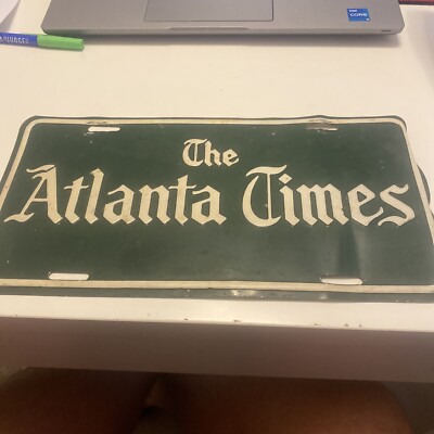 Vintage The Atlanta Times Newspaper Solid Green Embossed Metal License ...