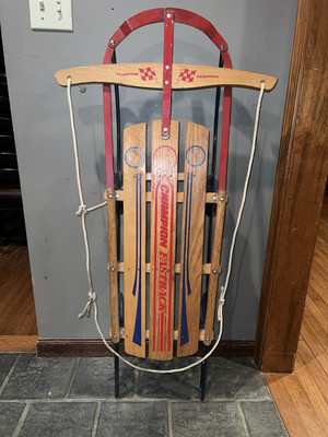 Vintage Wood Sled (Gladding Champion Fastback) Metal Rail Sled 45” | eBay