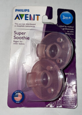AVENT SUPER SOOTHIE PINK PACIFIERS 3 Months BP | eBay