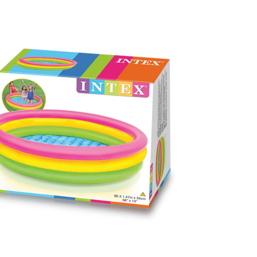 Intex Inflatable Pool Rainbow Ø 147x33h 3 Rings Vinyl 330 Litres | eBay