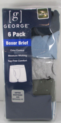 NEW George Men's 6 pack Moisture Wicking Tag Free Boxer Briefs Size XL ...