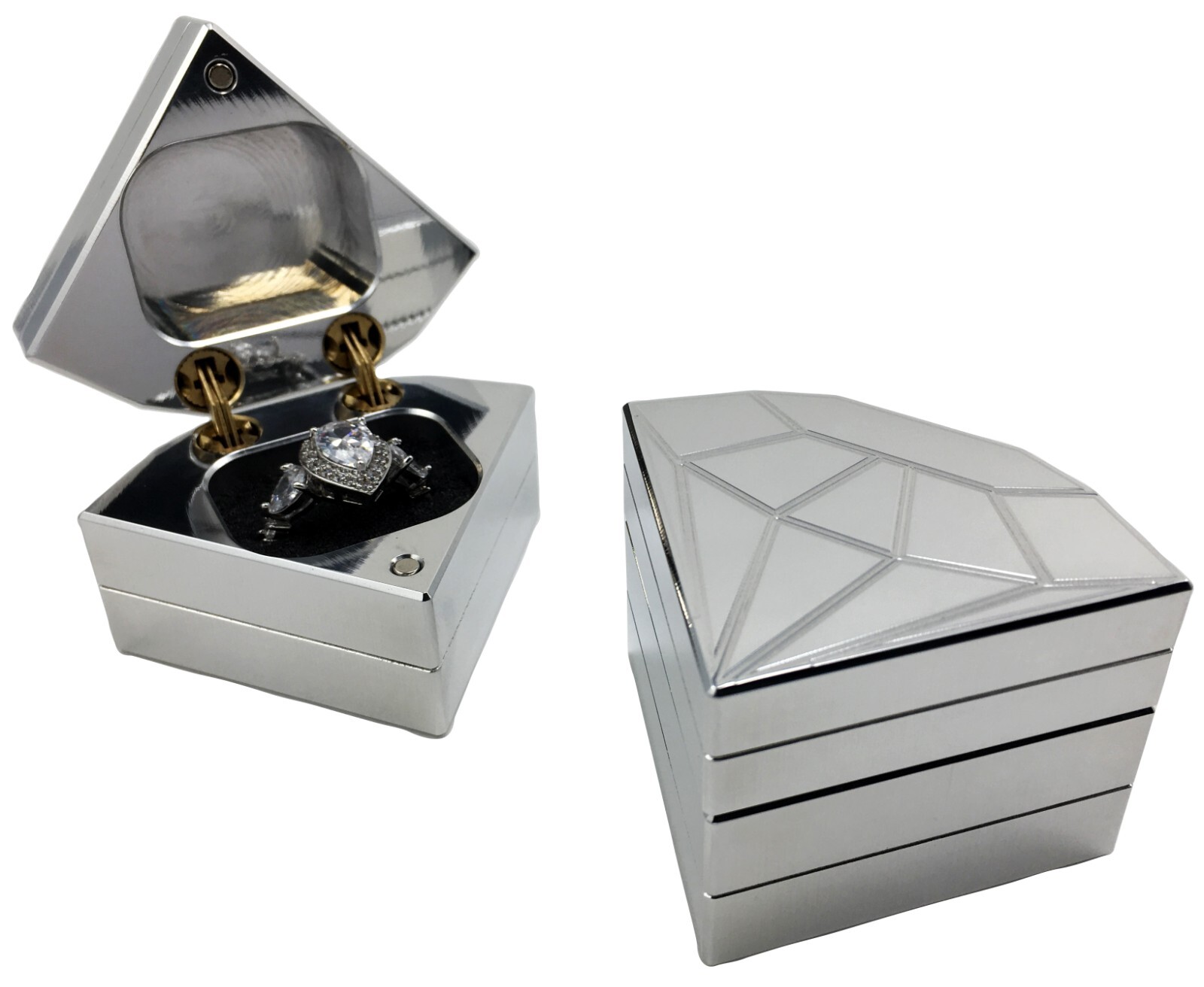 Diamond Shaped Engagement Ring Box -Hand Polished Aluminum - Made in ...